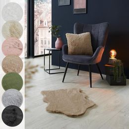 LUXOR living Fellteppich &raquo;Novara&laquo; fellf&ouml;rmig 30 mm H&ouml;he Kunstfell, weiche Kaninchenfell-Haptik, waschbar, auch als 2er Set braun Kunstfaser B : 55cm 2