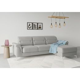 Sit & More sit&more Ecksofa &raquo;Sinatra L-Form&laquo; mit Recamiere, optinal mit Kopfteilverstellung und Armteilfunktion grau 100% Polyester B/H/T: 258cm x 85cm x 170cm, 