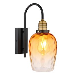 Globo LIGHTING Wandleuchte &raquo;SALVY&laquo; E27 1 Stk. Wandlampe/Glas amber/messingfarben/Lichtschein: abw&auml;rts orange 1 Stk.