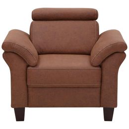 OTTO home Sessel &raquo;Arngast&laquo; Inclusive Kopfteilverstellung und Federkern braun Luxus-Microfaser (100% Polyester);Luxus-Microfaser Lederoptik (100% 