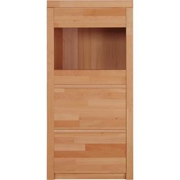 OTTO home Vitrine &raquo;Silkeborg&laquo; sch&ouml;ne grifflose Optik, teilmassiv beige Holz teilmassiv Kernbuchefarben, B/H/T: 60cm x 125cm x 35cm, T&uuml;ren: 1 Stk. 