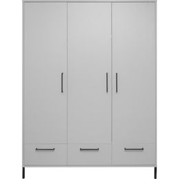 M&auml;usbacher Kleiderschrank Kleiderschrank H&ouml;he 195" Breite "148" Holzwerkstoff kreidegrau, B/H/T: 148cm x 195cm x 51cm, Schubladen: 3 Stk. T&uuml;ren: 3 Stk., 