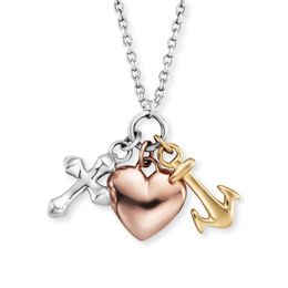 Engelsrufer Damen Kette mit Anh&auml;nger &raquo;GLAUBE LIEBE UND HOFFNUNG TRICOLOR&laquo; rosa Silber 925 (Sterlingsilber), L: 44