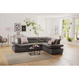 Home Affaire Ecksofa &raquo;Avesa L-Form&laquo; Wahlweise mit Arm- und Bettfunktion, B/T/H: 275/211/80 cm grau 100% Polyester B/H/T: 275cm x 80cm x 211cm, Luxus-