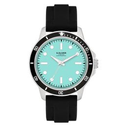 s.Oliver Herren s.Oliver Quarzuhr &raquo;Elegant Silicone&laquo; Armbanduhr, Herrenuhr, Silikonarmband, analog schwarz Einheitsgr&ouml;&szlig;e