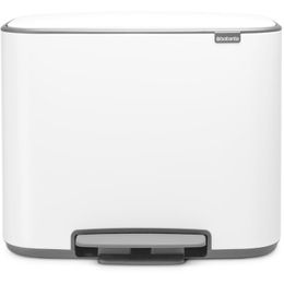 Brabantia M&uuml;lleimer &raquo;Bo Treteimer, 11 + 23L&laquo; sanft schlie&szlig;ender Deckel, mit leichter Pedalbedienung wei&szlig; Kunststoff, Metall B/H/T: 54cm x 44cm x 36,3cm, 34 l
