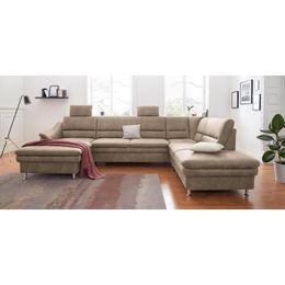 Sit & More sit&more Wohnlandschaft &raquo;Cardoso U-Form&laquo; mit Federkern und Kopfst&uuml;tzen, mit Schlaffunktion und Relaxfunktion beige Luxus-Microfaser 1 (100% Polyester)