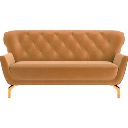 Sit & More sit&more 3-Sitzer &raquo;Orient 3&laquo; inkl. 2 Zierkissen mit Strass-Stein, goldfarbene Metallf&uuml;&szlig;e gold 100% Polyester B/H/T: 183cm x 89cm x 88cm, Samtoptik