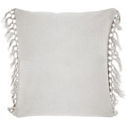 LeGer Home by Lena Gercke Dekokissen &raquo;Hevin&laquo; Musselin Optik, 2-er Set, ohne F&uuml;llung, mit Fransen grau Obermaterial: 100% Baumwolle B/L: 40cm x 40cm, 2