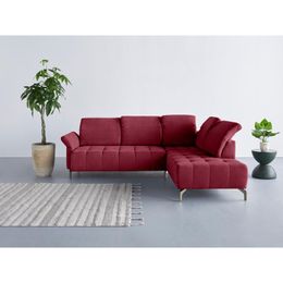 OTTO home Ecksofa &raquo;Fresh L-Form&laquo; Federkern, wahlweise Kopfteilverstellung und motorischer Vorziehsitz rot 100% Polyester B/H/T: 260cm x 79cm x 220cm, 