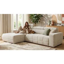 OTTO home Ecksofa &raquo;Ballerup 235 x 175 cm, auch mit verstellbarer Sitztiefe&laquo; Kopfteile & Sitztiefe verstellbar, Pet Friendly Bezug, L-Form beige 100% 