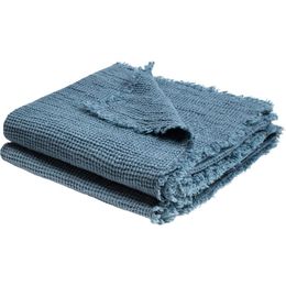 ZOEPPRITZ1828 Wohndecke &raquo;Honeybee&laquo; Leinenplaid im Waffelpique blau Leinen B/L: 130cm x 180cm