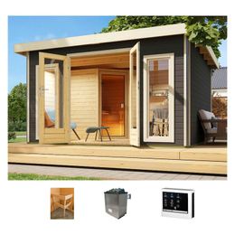 Konifera Saunahaus &raquo;Maiko 3 SET A&laquo; Ofen 9 KW externe Strg easy grau Saunaofen, externe Steuerung, 9 kW