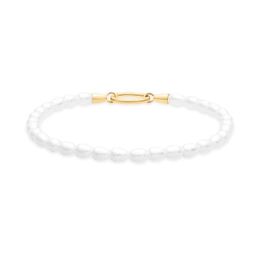 Tamaris Damen Armband &raquo;Pearl Charms&laquo; mit Glasperle gold 18cm, Edelstahl Perlen