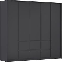 Rauch Dreht&uuml;renschrank &raquo;Mainz mit Passepartout&laquo; optional mit Beleuchtung, Au&szlig;ent&uuml;ren mit Push-to-Open Funktion grau Holzwerkstoff B/H/T: 230cm x 212cm