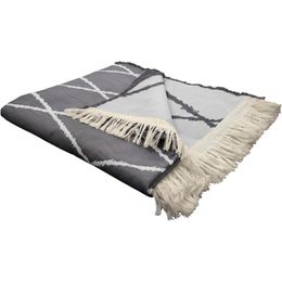 Adam Wohndecke &raquo;Casket Valdelana&laquo; mit grafischem Muster, Kuscheldecke grau Baumwolle B/L: 145cm x 190cm