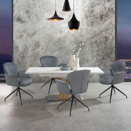 OTTO home Esszimmerstuhl &raquo;Leonidas&laquo; () 2 Stk.Sitz und R&uuml;cken gepolstert, Sitzfl&auml;che in Velourstoff, Sitzh&ouml;he 47 cm grau Polyurethan, Stoff B/H/T: 68cm