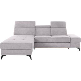OTTO home Ecksofa &raquo;Cardiz L-Form&laquo; inkl.Kopfteilverstellung und Federkern wahlweise mit Schlaffunktion silber Webstoff (100% Polyester);Luxus-