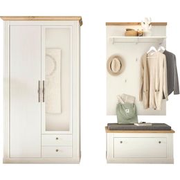 OTTO home Garderoben-Set &raquo;WESTMINSTER&laquo; Schuhbank, Paneel, Garderobenschrank, 3 Stk. tlg. wei&szlig; B/H/T: 220cmcm x 203cmcm x 46cmcm