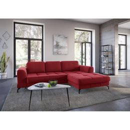 Sit & More sit&more Ecksofa &raquo;Bendigo L-Form&laquo; inklusive Sitztiefenverstellung, Bodenfreiheit 12 cm, in 2 Fu&szlig;farben rot B/H/T: 284cm x 84cm x 175cm, Samtoptik,mega