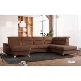 Sit & More sit&more Wohnlandschaft &raquo;Astoria U-Form&laquo; wahlweise mit motorischer Relaxfunktion braun 100% Polyester B/H/T: 327cm x 91cm x 225cm, Luxus-Microfaser in