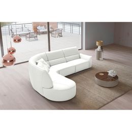 Egoitaliano Ecksofa &raquo;Puffy, extravagant & edel, Retro Designsofa, hoher Sitzkomfort, L-Form&laquo; mit Ottomane, wahlweise mit und ohne elektrischer Relaxfunktion wei&szlig; 