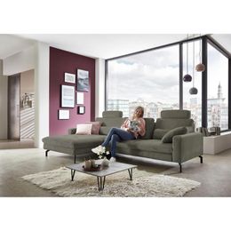 Die PlanBar Ecksofa &raquo;MP-IN20110 L-Form mit Federkern-Polsterung&laquo; optional mit Funktionen erh&auml;ltlich gr&uuml;n 100% Polyester B/H/T: 302cm x 87cm x 178cm, 