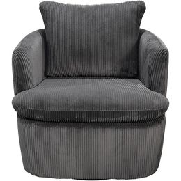 ByLiving Sessel &raquo;HARMONY&laquo; Grob-Cord, 360&deg; drehbar, Schaumstoff, loses Sitz- und R&uuml;ckenkissen grau Cord, Drehfunktion, B/H/T: 72cm x 78cm x 77cm
