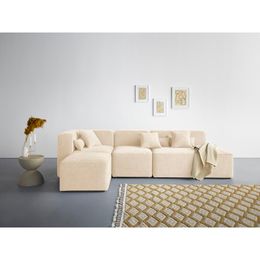 Home Affaire Ecksofa &raquo;Sundstrup L-Form&laquo; Modulserie, individuelle Zusammenstellung beige 100% Polyester B/H/T: 303cm x 76,5cm x 93cm, Struktur weich, 