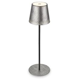 Briloner Leuchten LED Tischleuchte &raquo;KIKI&laquo; LED-Modul 1 Stk. Warmwei&szlig; mit Akku, h&ouml;henverstellbar, USB-C, warmwei&szlig;, IP44, schwarz-holz, 38 cm silber 1, &Oslash; 12cm H: 38cm, 1 
