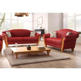 Home Affaire Polstergarnitur &raquo;Milano, bequem durch Federkern, Landhaus Stil, geschwungene Armlehnen&laquo; 2 Stk. tlg. 2-Sitzer und 3-Sitzer rot B/H/T: 83cm