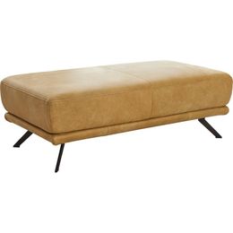 Die PlanBar Hocker &raquo;PN-EM22041&laquo; hochwertige Kaltschaumpolsterung, stylische Metallf&uuml;&szlig;e gelb B/H/T: 133cm x 45cm x 72cm, Anilinleder