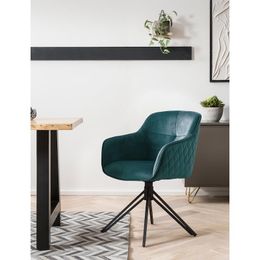 Salesfever Armlehnstuhl &raquo;Stilvoller Esszimmerstuhl&laquo; () mit 360&deg; Drehfunktion gr&uuml;n Metall, Polyester B/H/T: 59cm x 83cm x 60cm, Samtoptik Samtoptik, 
