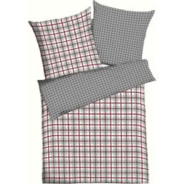 Kaeppel Wendebettw&auml;sche &raquo;Plaid&laquo; 2 Stk. angenehm w&auml;rmend rot Mako-Satin, Obermaterial: 100% Baumwolle B/L: 140cm x 200cm, 1 Stk., 1 Stk., Mako-Satin, B/L: 70cm