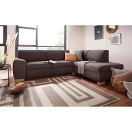 DOMO collection Ecksofa &raquo;Incanto kubische Formensprache, komfortabel, L-Form&laquo; wahlweise mit Bettfunktion braun B/H/T: 260cm x 81cm x 195cm, Struktur 