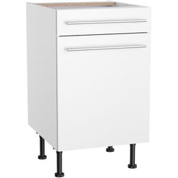 KOCHSTATION Unterschrank &raquo;KS-Bern2&laquo; Breite 50 cm, 1 T&uuml;r, 1 Schubkasten, 1 Einlegeboden wei&szlig; Holzwerkstoff B/H/T: 50cm x 87cm x 58,4cm, Schubladen: 1 