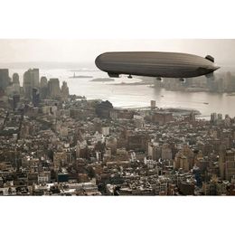 papermoon Fototapete &raquo;Zeppelin &uuml;ber New York&laquo; bunt Vlies B/L: 3m x 2,23m, Bahnen: 6 Stk.