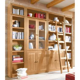 OTTO home B&uuml;cherwand &raquo;Bergen&laquo; aus massivem sch&ouml;nen Kiefernholz, Breite 255 cm beige Massivholz B/H/T: 255cm x 213cm x 27cm