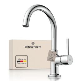 WASSERWERK Waschtischarmatur &raquo;WT 14&laquo; inkl. Popup, 360&deg; schwenkbar, ger&auml;uscharm, wassersparend silber B/H/T: 4,5cm x 25cm x 17cm, Schwenkbar 