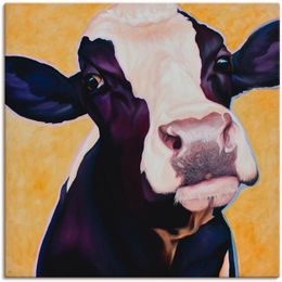 Artland Leinwandbild &raquo;Kuh Gertie&laquo; Haustiere 1 Stk. tlg. auf Holzrahmen gespannt gelb Leinwand B/H/T: 50cm x 50cm, Leinwandbild Haustiere quadratisch, 1 Stk.