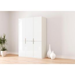 Musterring Kleiderschrank &raquo;Imola W&laquo; Einlegeb&ouml;den und Kleiderstangen,mit Glast&uuml;ren und Aufleistung in Chrom wei&szlig; Floatglas, Holzwerkstoff B/H/T: 148,4cm x 216cm x