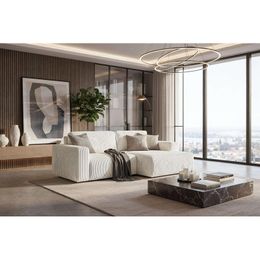 Home Affaire Schlafsofa &raquo;Noord Schlafecksofa, Breite 250 cm&laquo; Cord, Struktur, Webstoff, mit Wellenunterfederung, Massivholzrahmen wei&szlig; 92% Polyester, 8