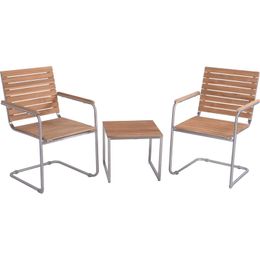 Garden Pleasure Balkonset &raquo;&raquo;DENVER Set 01&laquo;&laquo; 3 Stk. tlg. 2 St&uuml;hle (stapelbar), Tisch LxB: 45x45 cm beige Teak FSC 100% Einheitsgr&ouml;&szlig;e