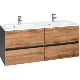 Welltime Waschbeckenunterschrank &raquo;Lucca&laquo; Badm&ouml;bel, Waschtisch inkl. Waschbecken, Breite 120 cm braun graphit, B/H/T: 120cm x 56cm x 47cm