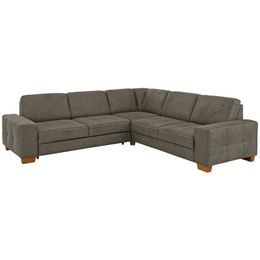 OTTO home Ecksofa &raquo;Puccini L-Form&laquo; mit Federkern, Sitztiefenverstellung, Kontrastnaht braun Luxus-Microfaser Lederoptik (100% Polyester);Luxus-