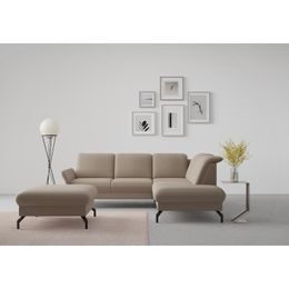 Sit & More sit&more Ecksofa &raquo;Fashion L-Form&laquo; wahlweise mit Kopfteilverstellung und Vorziehsitz, motorisch grau B/H/T: 250cm x 84cm x 207cm, Soft clean, Ottomane 