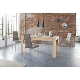 OTTO home Essgruppe &raquo;Lynn160/Kate&laquo; Set, 5 Stk. tlg. Tisch mit 4 St&uuml;hlen, Belastbarkeit 120 KG grau B/H/T: 160cm, Microfaser
