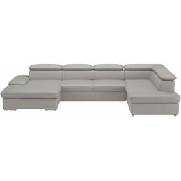 Sit & More sit&more Wohnlandschaft &raquo;Valantine U-Form, B: 349 cm&laquo; mit Arm- & Kopfteilverstellung, optional mit Schlaffunktion grau NaturLEDER B/H/T: 349cm x 73cm 