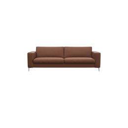 FLEXLUX 3-Sitzer &raquo;Fiore, super Sitzkomfort durch Kaltschaum im Sitz&laquo; breite Armlehnen, F&uuml;&szlig;e Alu braun 100% Echteder B/H/T: 229cm x 85cm x 92cm, 