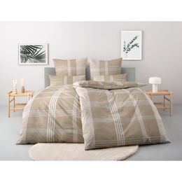 Tom Tailor HOME Bettw&auml;sche &raquo;Ole&laquo; 3 Stk. karierte Bettw&auml;sche aus Baumwolle, mit Rei&szlig;verschluss beige Renforc&eacute;, Obermaterial: 100% Baumwolle B/L: 200cm 